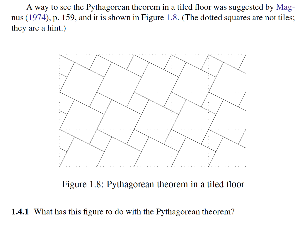 Solved A way to see the Pythagorean theorem in a tiled floor | Chegg.com