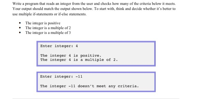 Solved Write a program that reads an integer from the user | Chegg.com