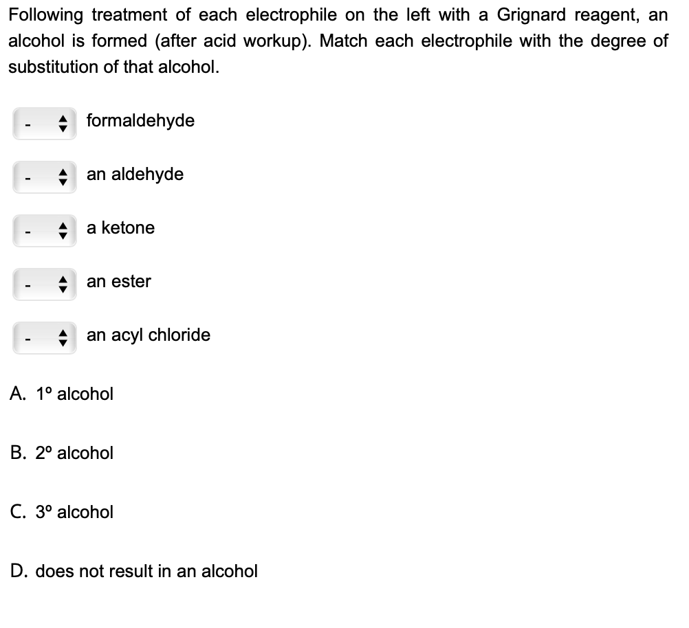 Solved Following treatment of each electrophile on the left | Chegg.com