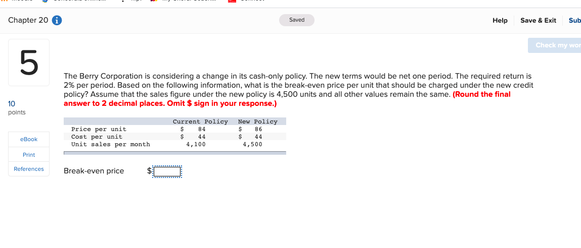 Solved Chapter 20 Saved Help Save & Exit Sub Check my wor 5 | Chegg.com