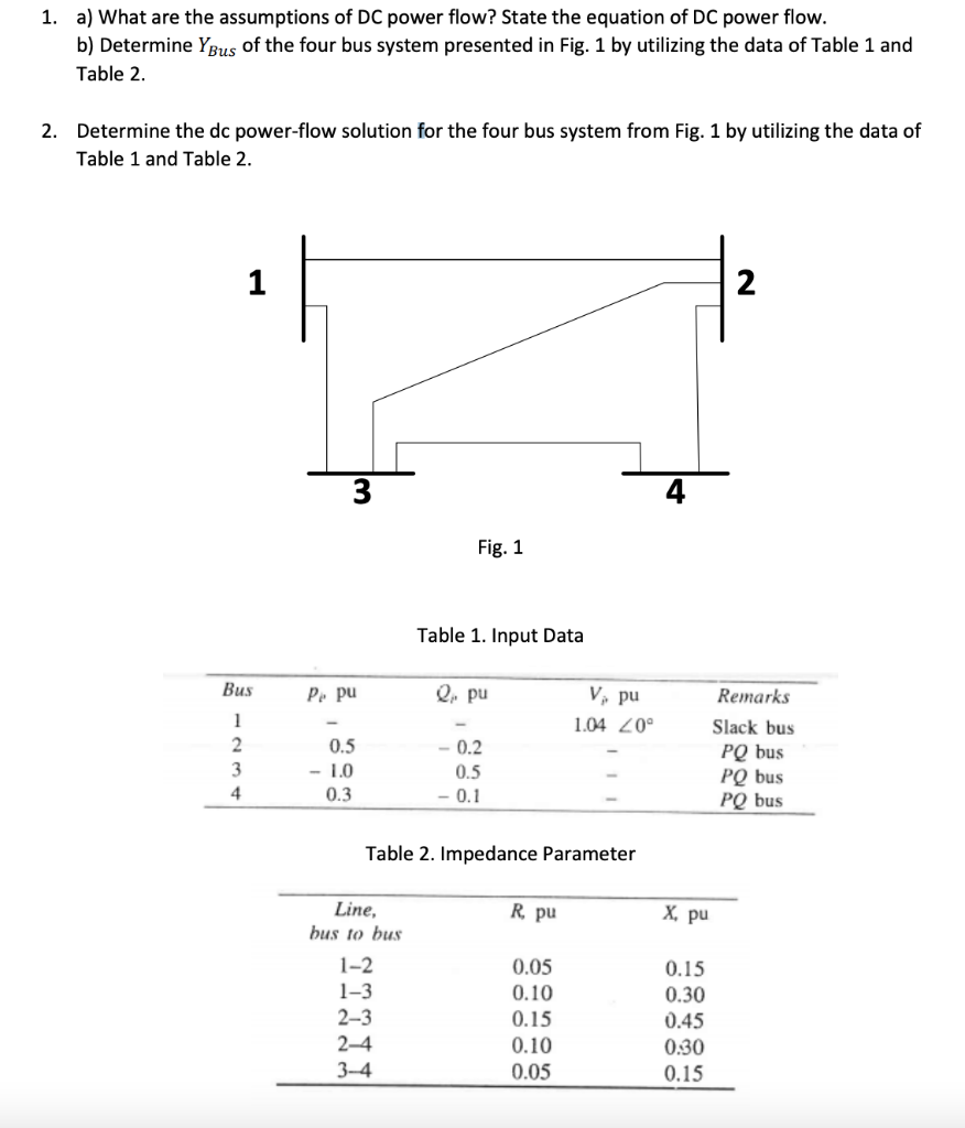 1. a) What are the assumptions of DC power flow? | Chegg.com