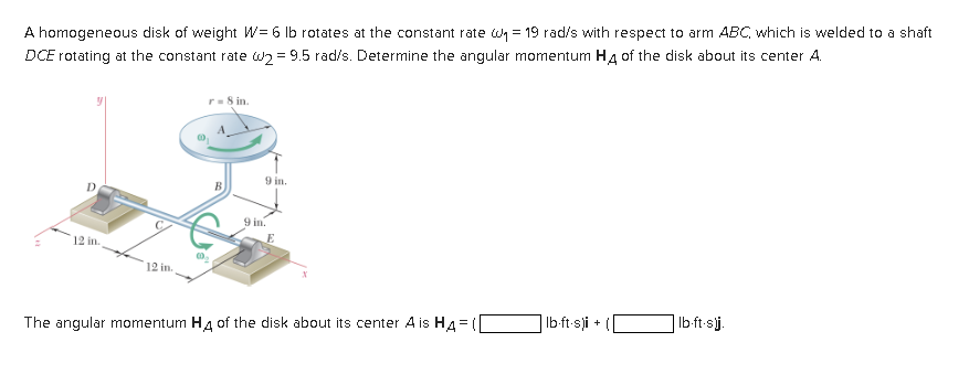 Solved A homogeneous disk of weight W=6lb rotates at the | Chegg.com