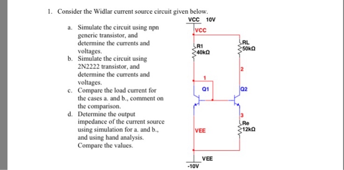 1. Consider the Widlar current source circuit given | Chegg.com