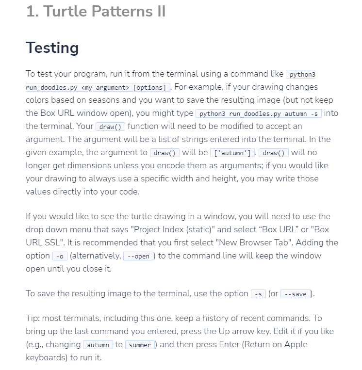 1. Turtle Patterns II - Description Expected | Chegg.com