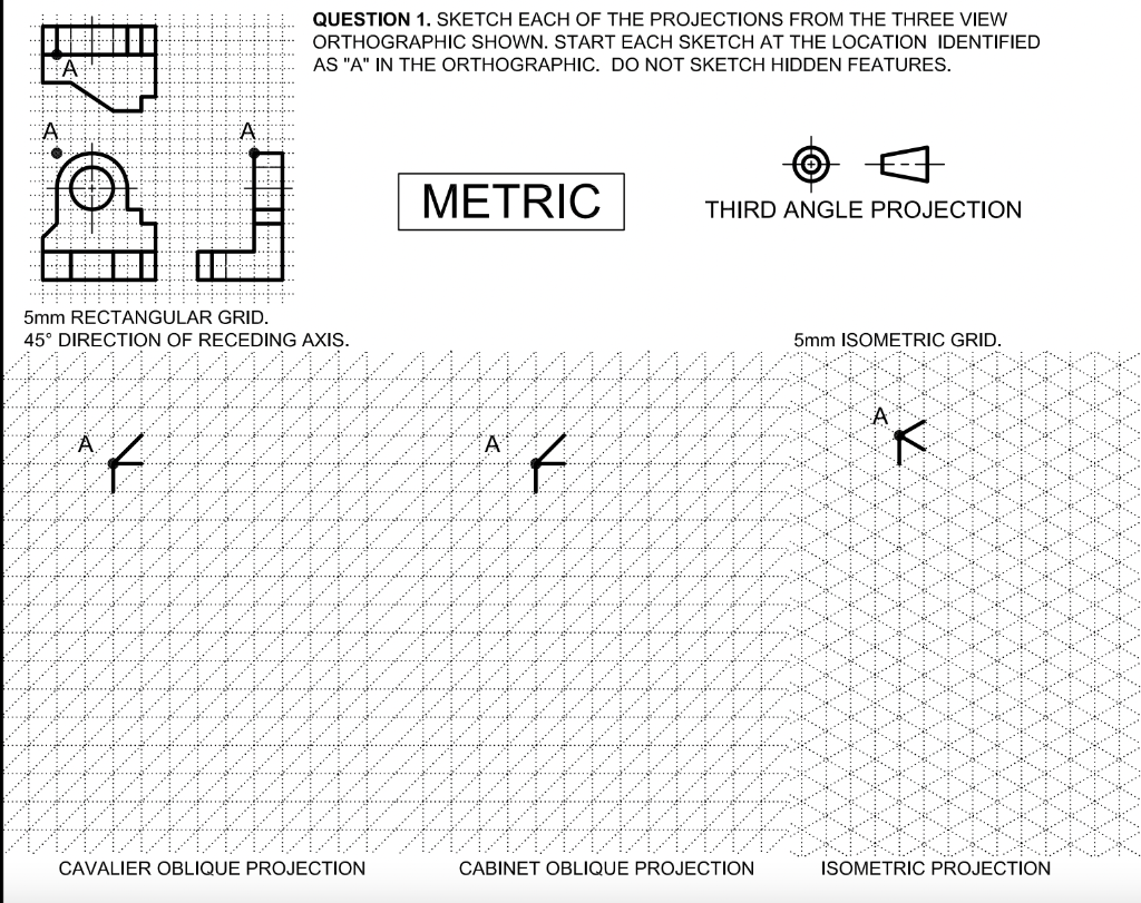 Solved QUESTION 1. SKETCH EACH OF THE PROJECTIONS FROM THE | Chegg.com