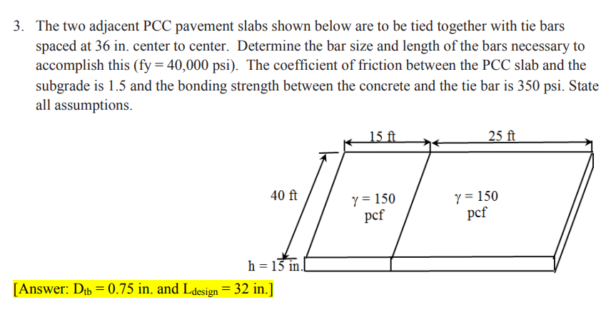 Solved 3. The two adjacent PCC pavement slabs shown below | Chegg.com