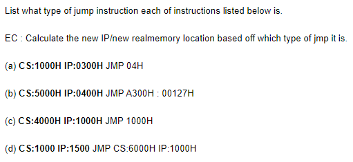 Solved List what type of jump instruction each of | Chegg.com