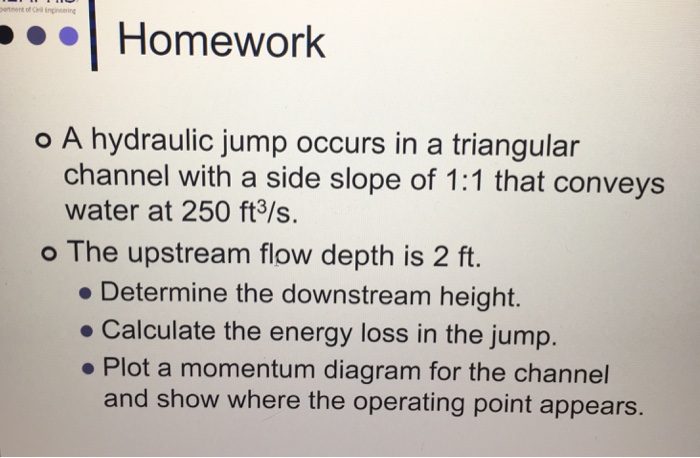 Solved Homework A hydraulic jump occurs in a triangular | Chegg.com