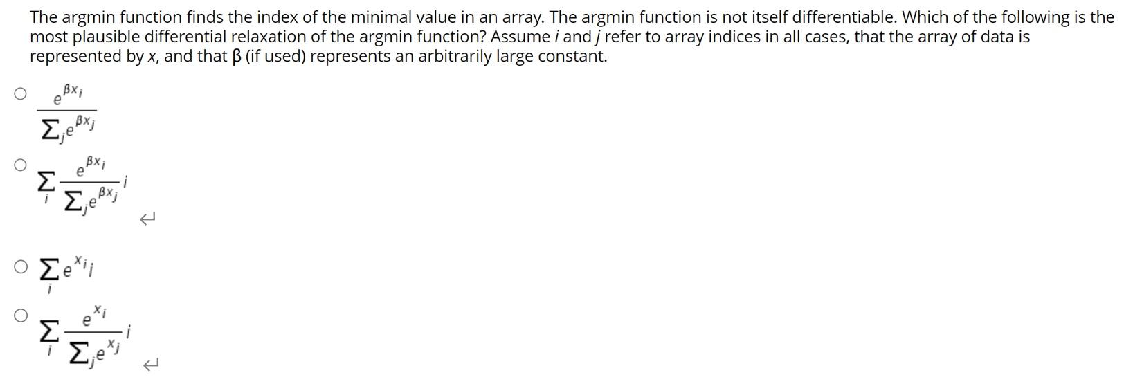 Solved The argmin function finds the index of the minimal | Chegg.com