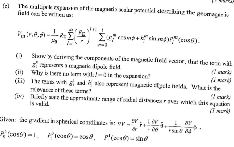 Solved (c) The multipole expansion of the magnetic scalar | Chegg.com