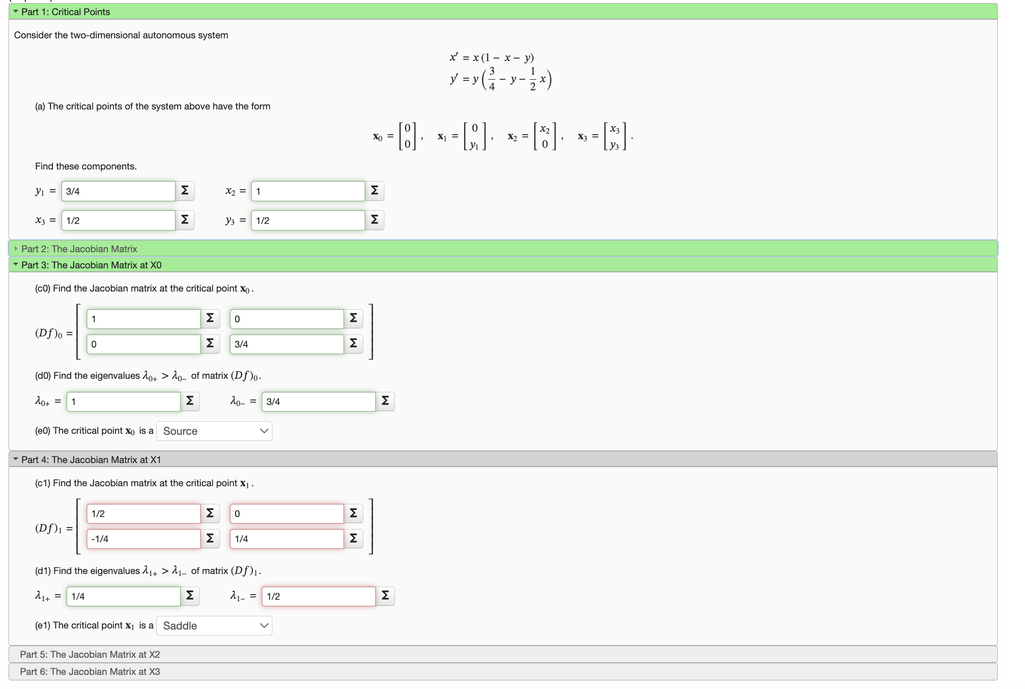 Solved Part 1: Critical PointsConsider the two-dimensional | Chegg.com