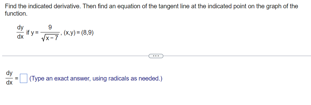 Solved Find the indicated derivative. Then find an equation | Chegg.com