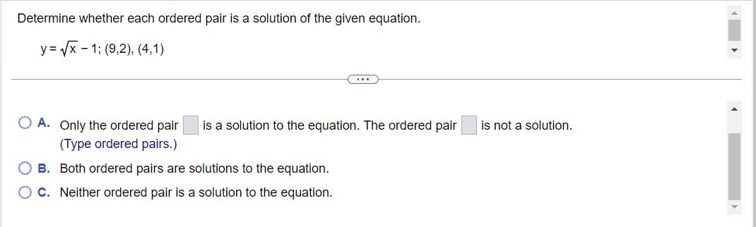 Solved Determine whether each ordered pair is a solution of | Chegg.com