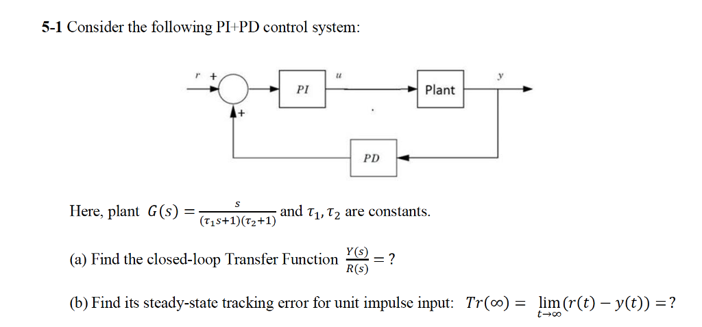 Solved 5-1 Consider the following PI PD control system: tu | Chegg.com