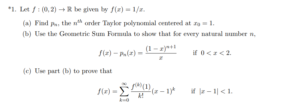 Solved *1. Let f: (0,2) R be given by f(x)1/. (a) Find pn, | Chegg.com Solved *1. Let f: (0,2) R be given by f(x)1/. (a) Find pn, | Chegg.com