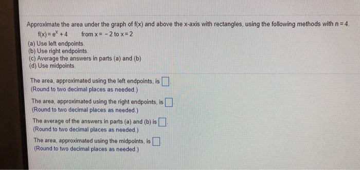 Solved Approximate the area under the graph of f(x) and | Chegg.com
