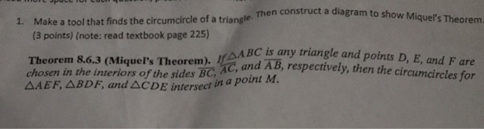 Solved Then construct a diagram to show Miquel's Theorem (3 | Chegg.com