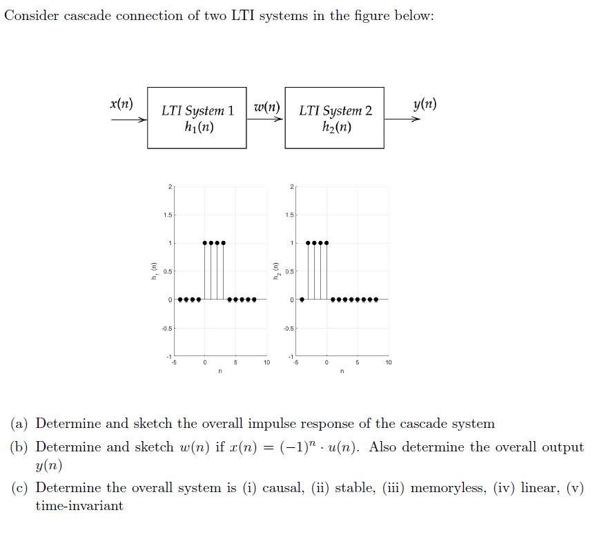 Solved Consider cascade connection of two LTI systems in the | Chegg.com Solved Consider cascade connection of two LTI systems in the | Chegg.com