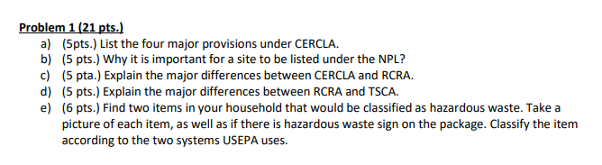 Solved Problem 1 (21 pts.) a) (5pts.) List the four major | Chegg.com