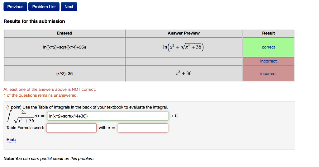 Solved Previous Problem ListNext Results for this submission | Chegg.com