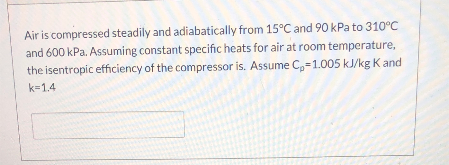 Solved Air is compressed steadily and adiabatically from | Chegg.com