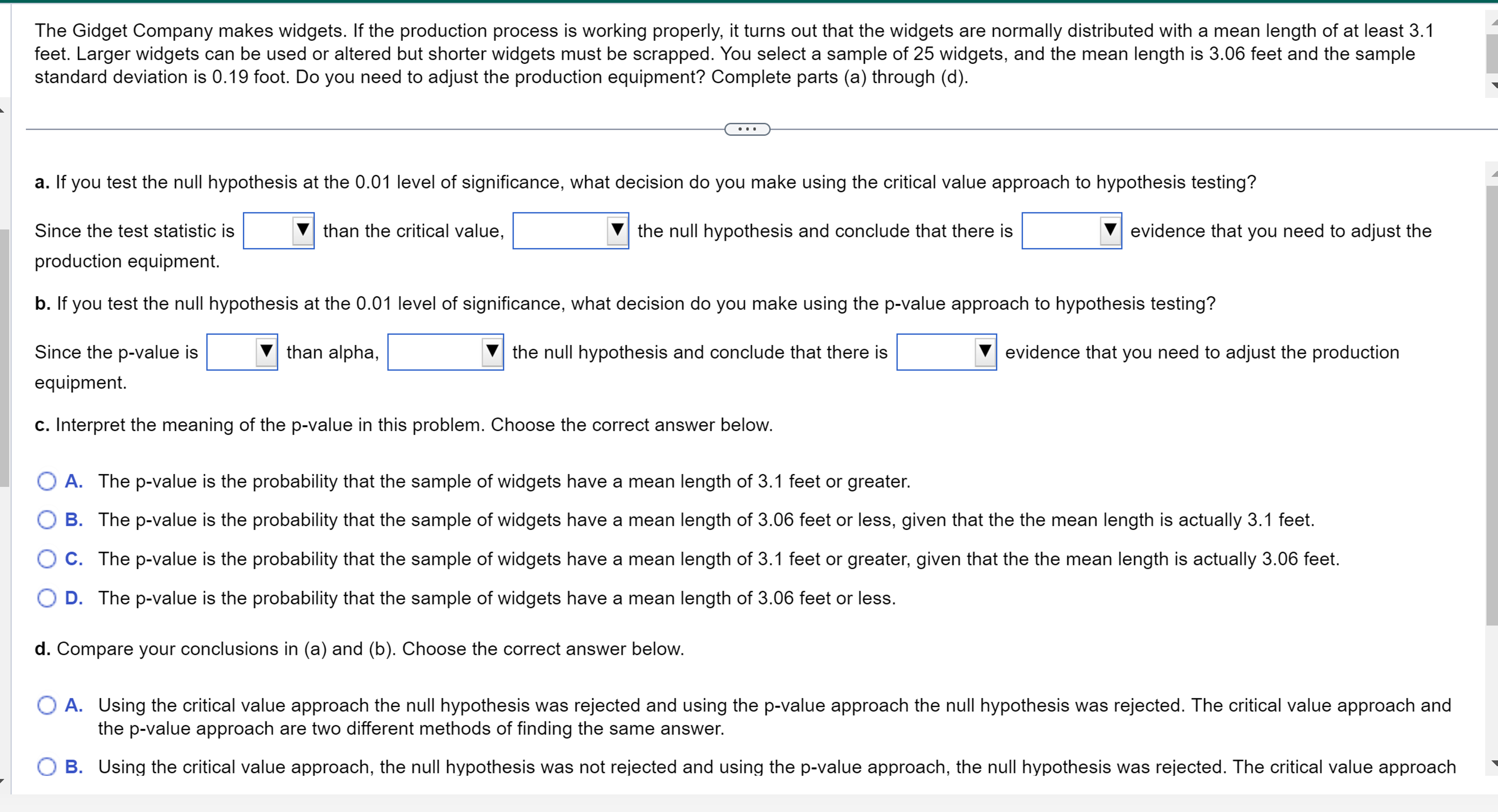 Solved The Gidget Company makes widgets. If the production | Chegg.com
