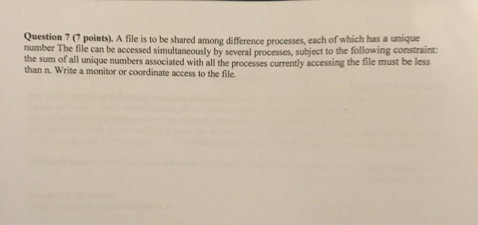 Solved Question 7 (7 points). A file is to be shared among | Chegg.com