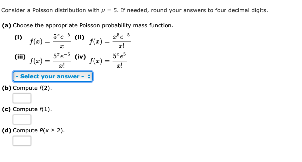 Solved Consider a Poisson distribution with μ=5. ﻿If needed, | Chegg.com