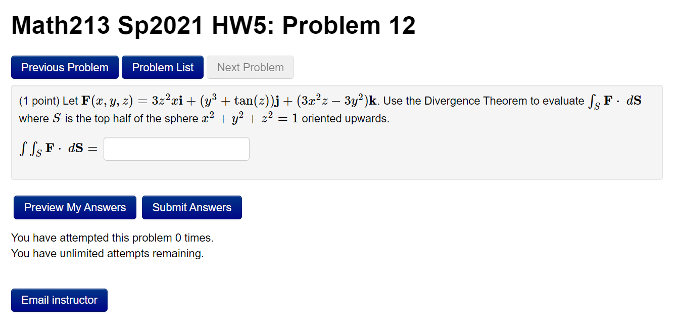 Solved Math213 Sp2021 HW5: Problem 12 Previous Problem | Chegg.com
