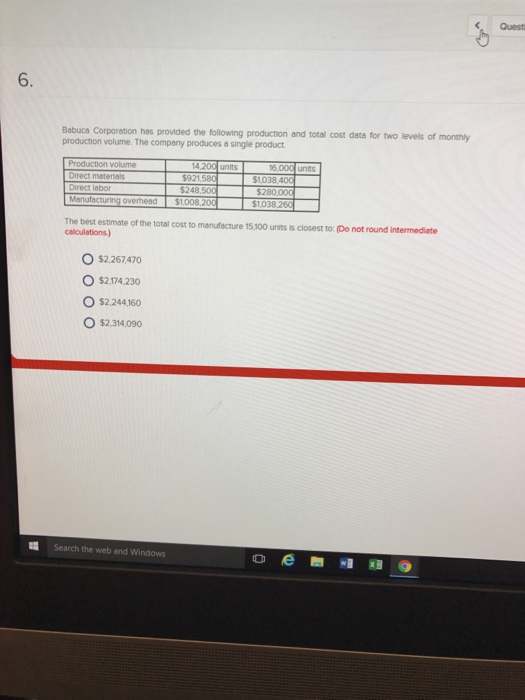 Solved Babuca Corporation has provided the following | Chegg.com
