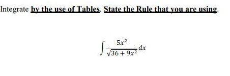 Solved Integrate by the use of Tables. State the Rule that | Chegg.com