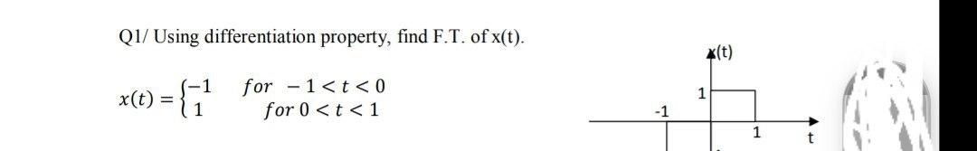 Solved Q1/ Using differentiation property, find F.T. of | Chegg.com