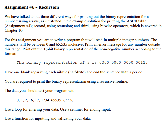 Solved Assignment #6 - Recursion We have talked about three | Chegg.com