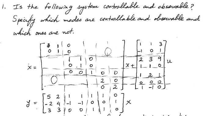 Solved 1. Is the following system controllable and | Chegg.com