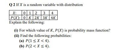 Solved Q 2 If X is a random variable with distribution | Chegg.com