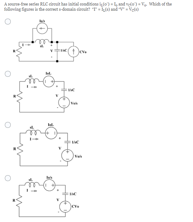 Solved A source-free series RLC circuit has initial | Chegg.com