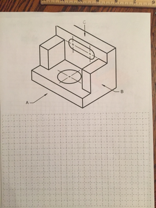 Solved How do I draw this orthopedic projection (front right | Chegg.com