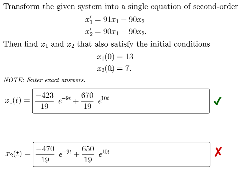 Solved Transform the given system into a single equation of | Chegg.com