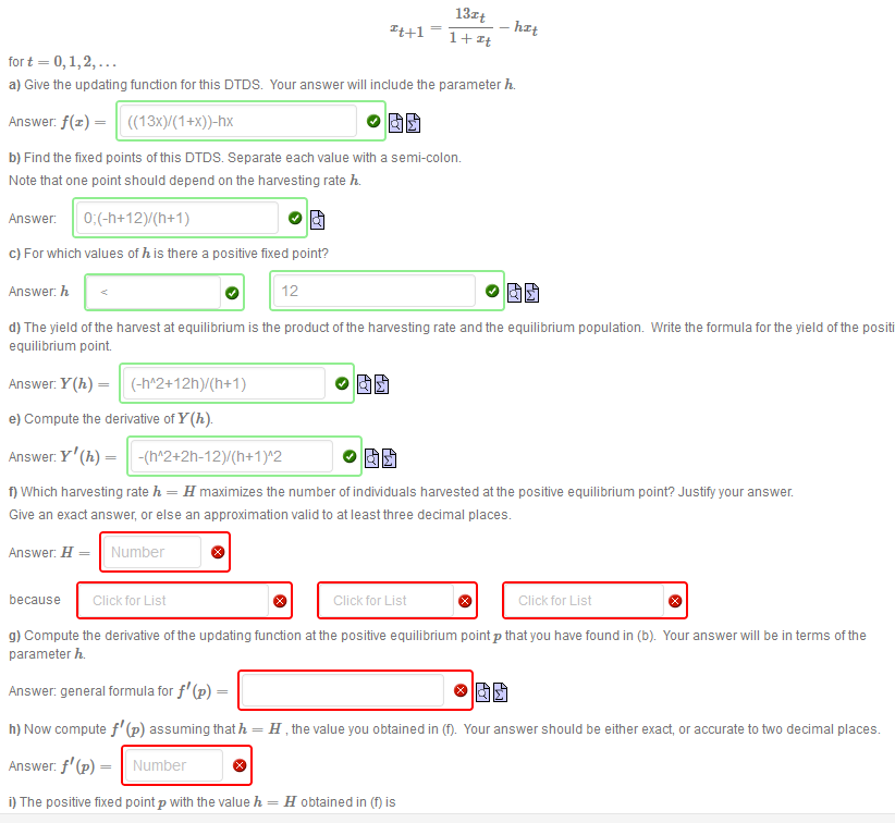 Solved xt+1=1+xt13xt−hxt for t=0,1,2,… a) Give the updating | Chegg.com