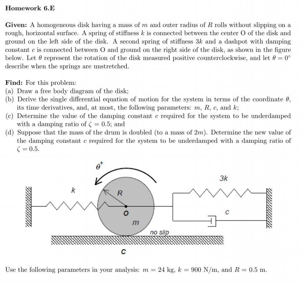 Solved Homework 6.E Given: A homogeneous disk having a mass | Chegg.com