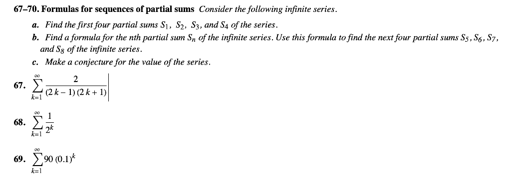 Solved 67-70. Formulas for sequences of partial sums | Chegg.com
