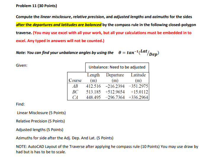 Problem 11 (30 Points) Compute the linear misclosure, | Chegg.com
