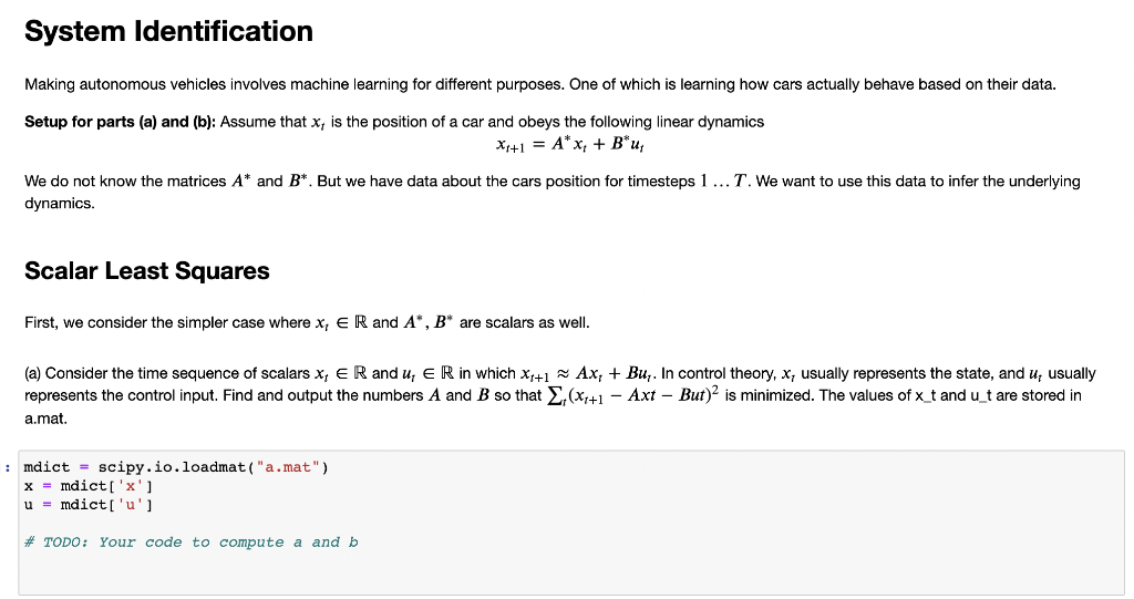 System Identification Making autonomous vehicles | Chegg.com