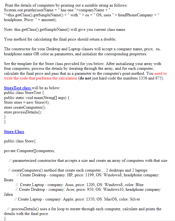 Solved Write an Object-Oriented program incorporating | Chegg.com