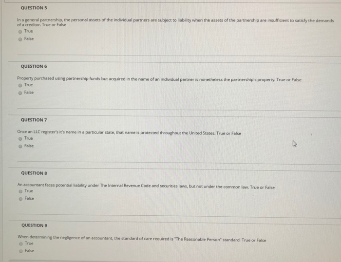 Solved QUESTIONS In a general partnership, the personal | Chegg.com