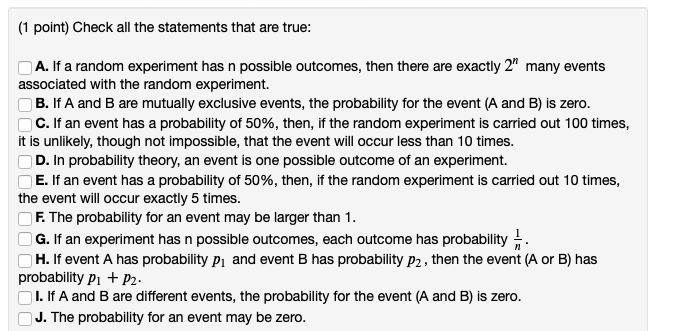 Solved (1 point) Check all the statements that are true: A. | Chegg.com