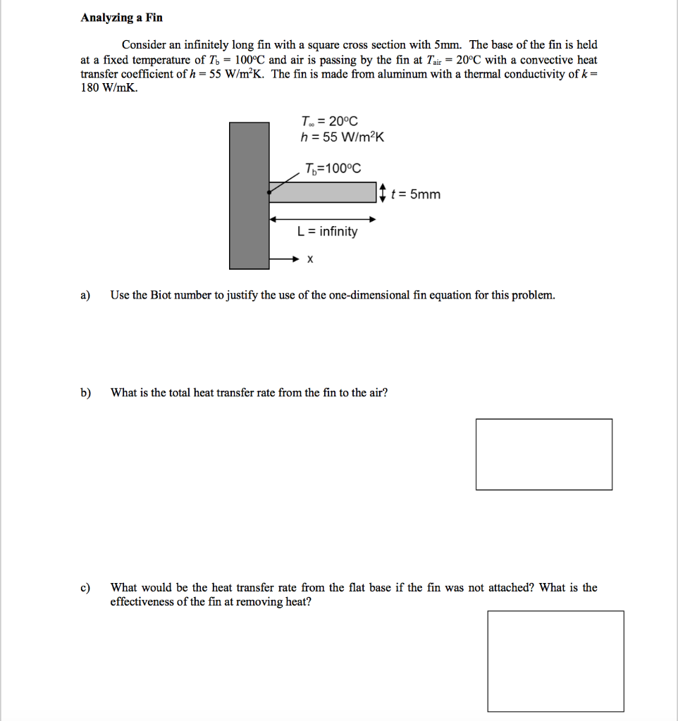 Solved Analyzing a Fin Consider an infinitely long fin with | Chegg.com