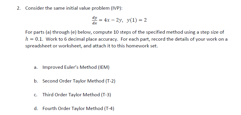 Solved 2. Consider the same initial value problem (IVP): | Chegg.com