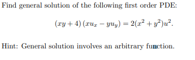 Solved Find general solution of the following first order | Chegg.com