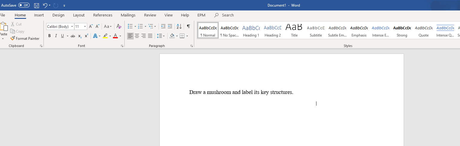 Solved AutoSave Off Document1 - Word File Home Insert Design | Chegg.com